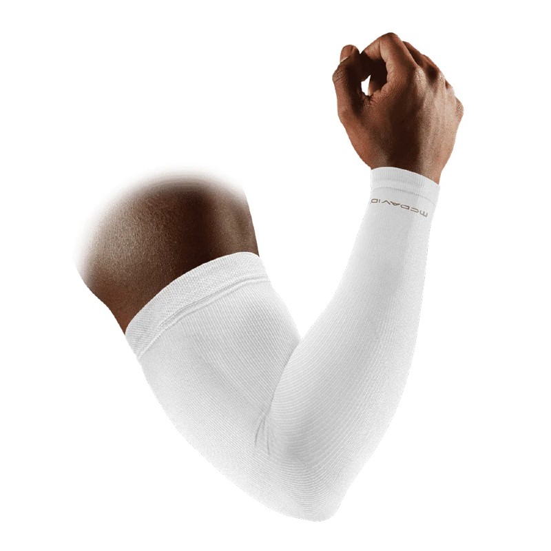 McDavid 8837 White Elite Compression Arm Sleeves - Think Sport